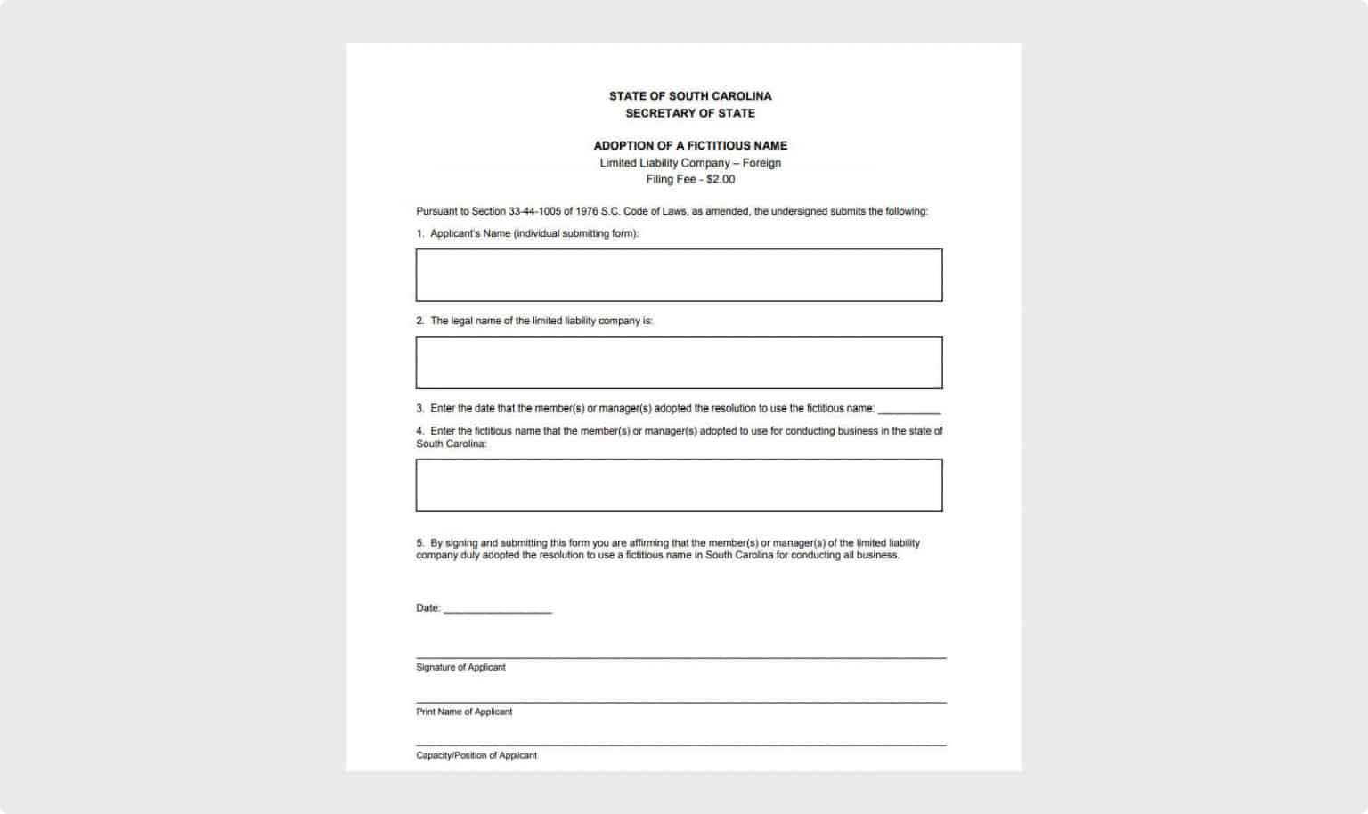 How to Start an LLC in South Carolina